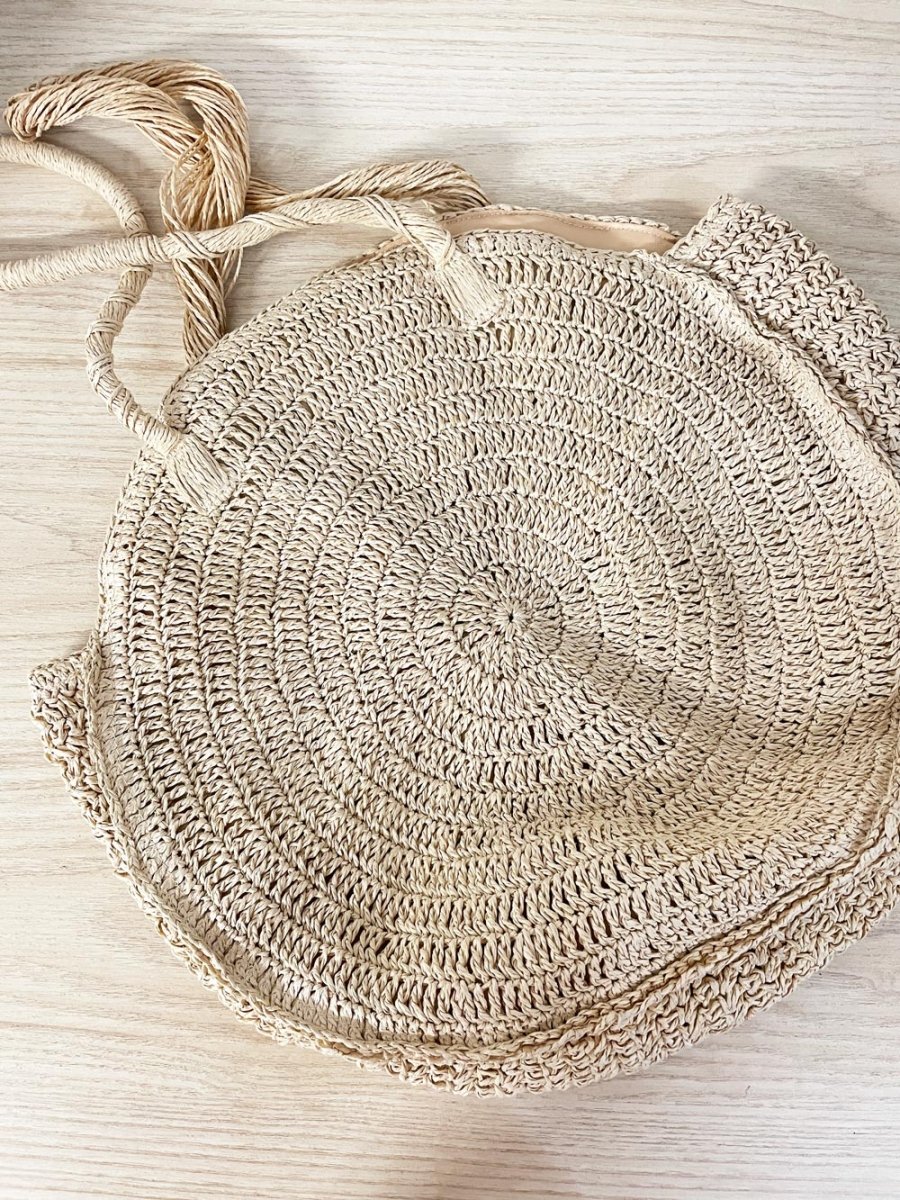 h&m large round straw tote bag – good market thrift store