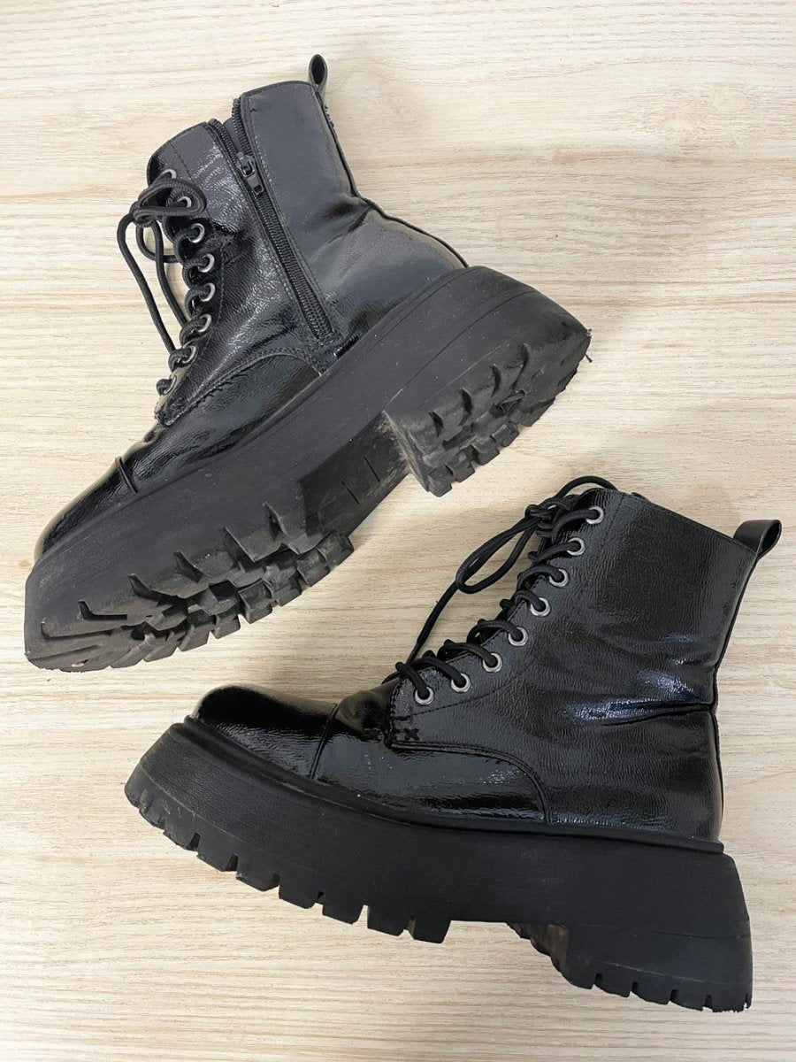call it spring jadyn patent platform combat boot | lug sole – good ...