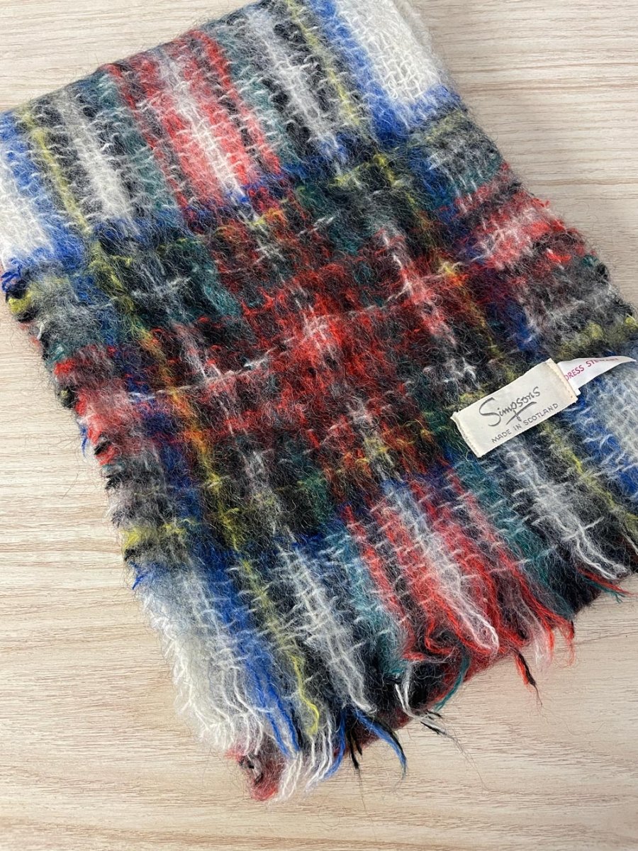vintage simpsons scotland tartan mohair scarf – good market thrift store