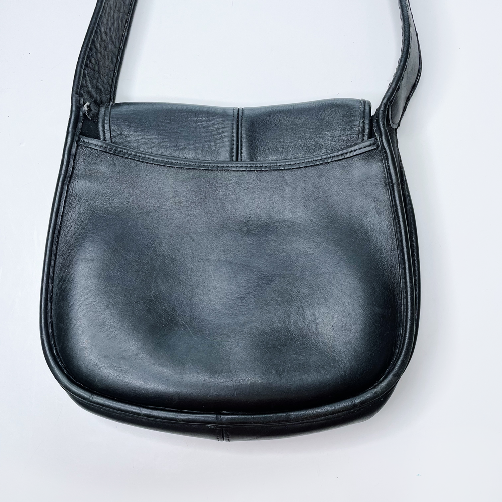 vintage 90s coach black leather ergo flap saddle crossbody – good ...