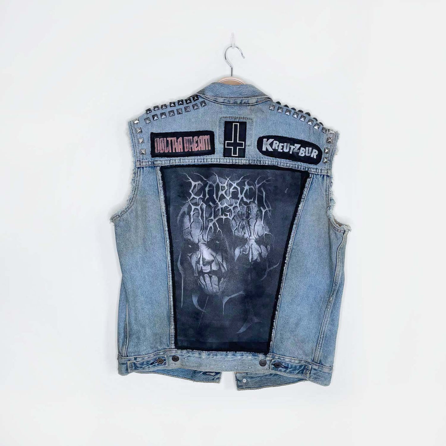 vintage levi's heavy metal battle patch denim vest - medium – good ...