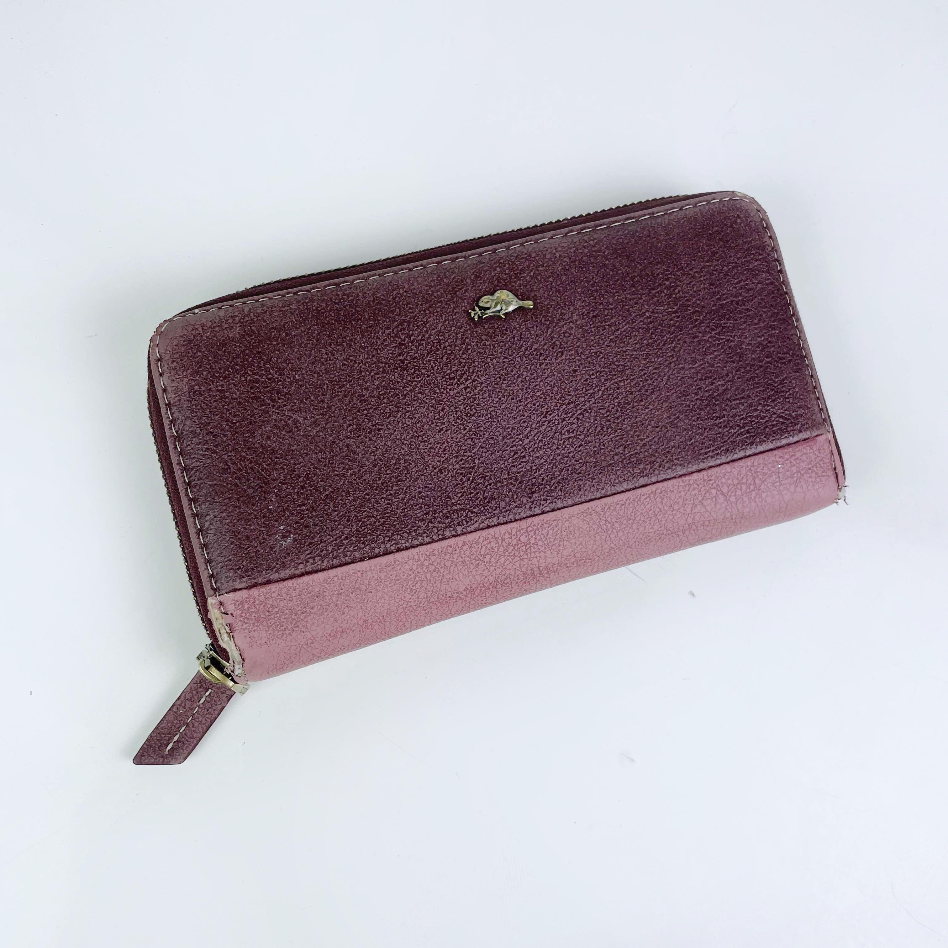 roots faux pebbled leather zip around wallet – good market thrift store