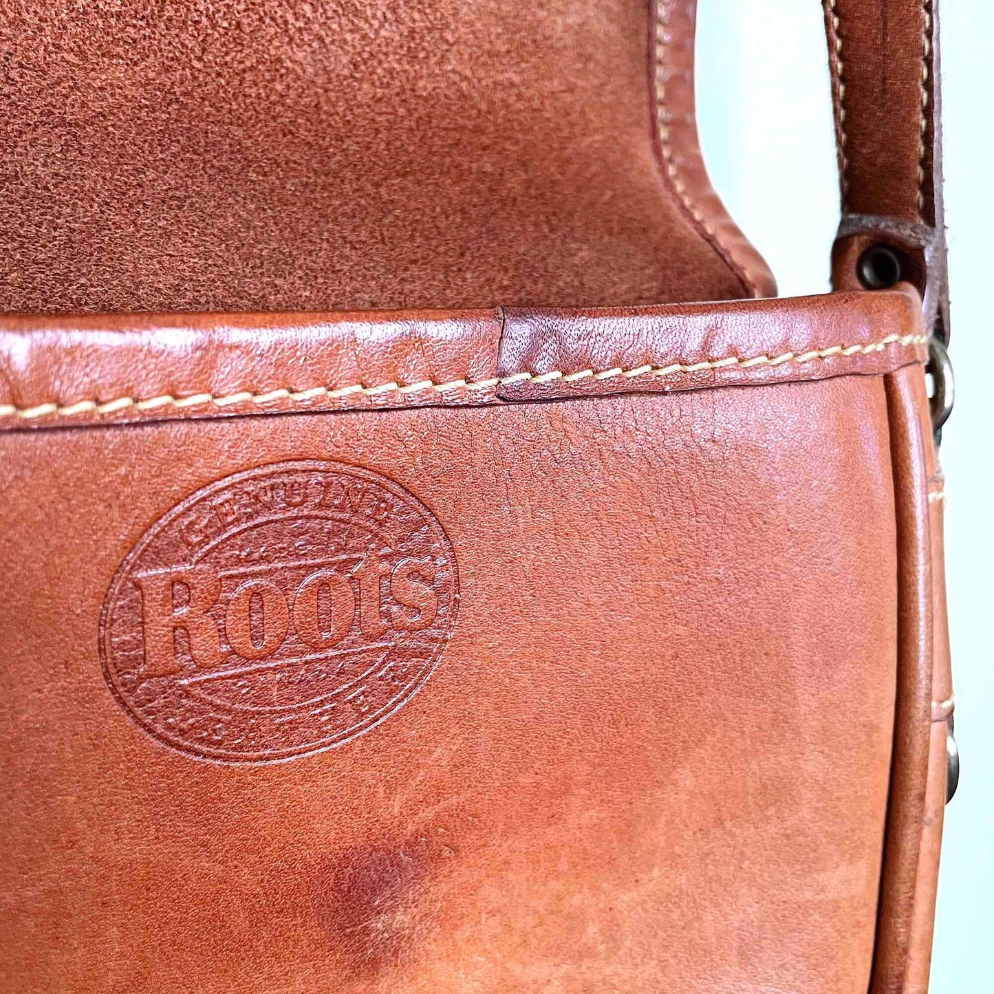 Vintage Roots leather saddle bag cross body – good market thrift store